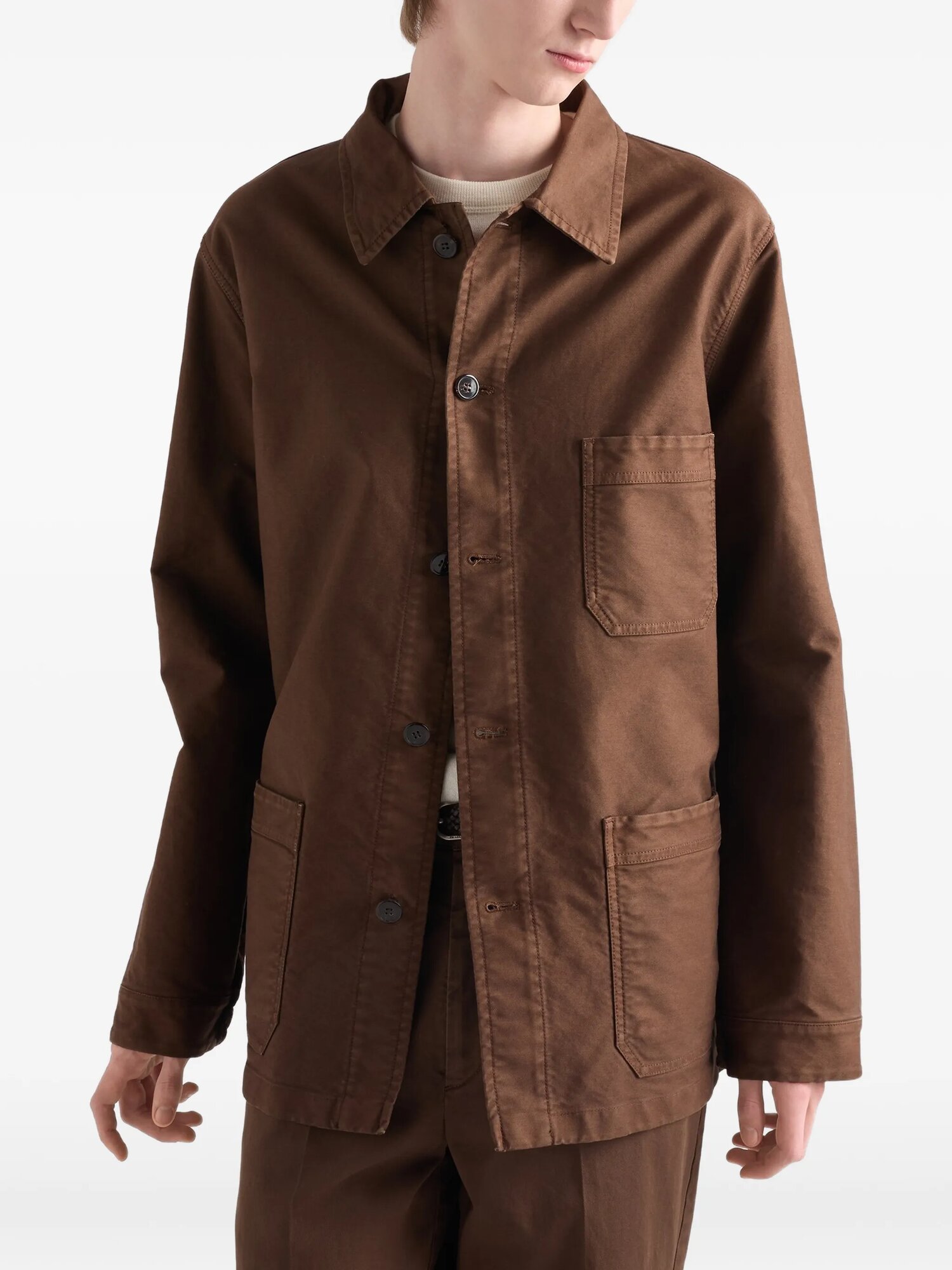 Куртка Prada Cotton blouson jacket, размер L, коричневый — фото 1