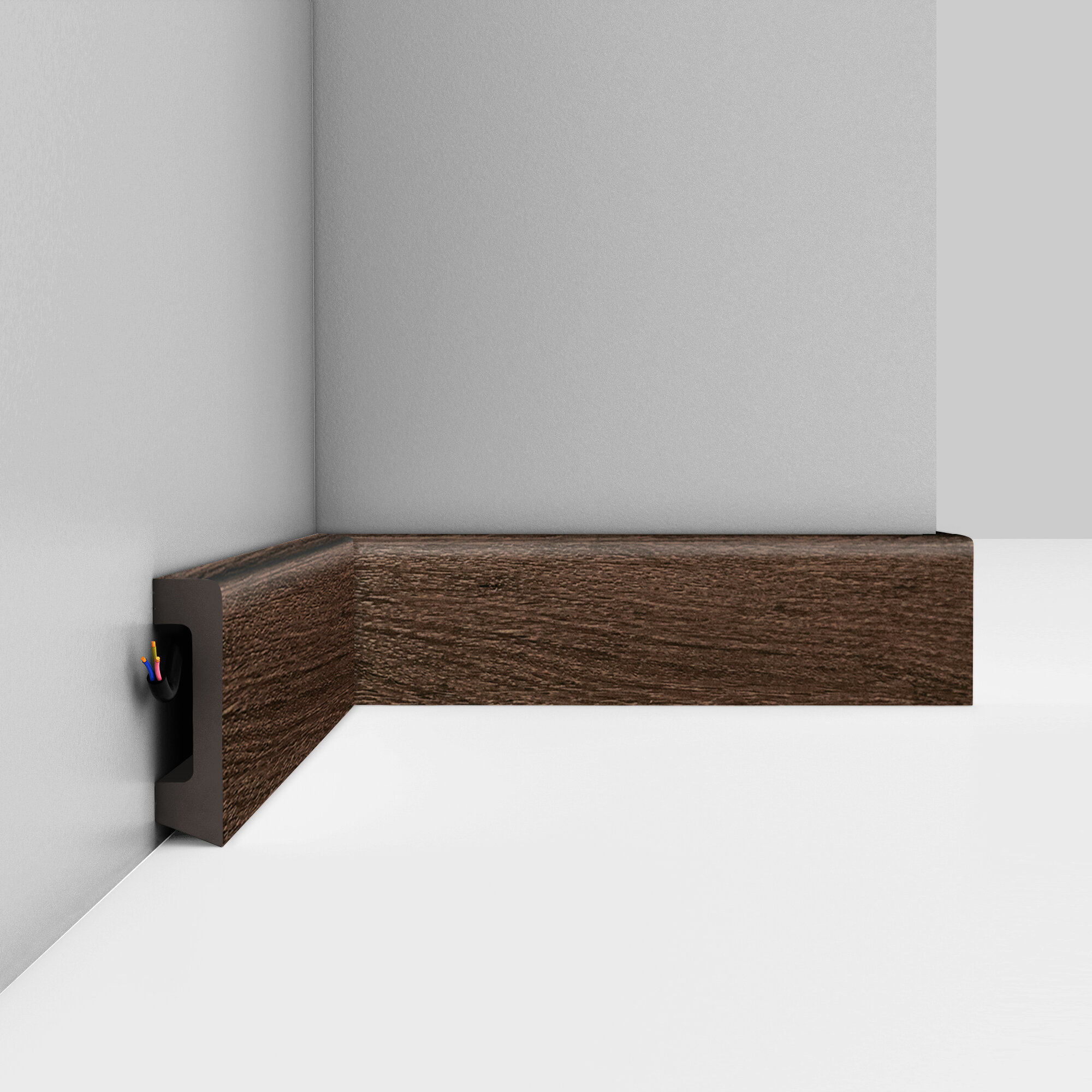 Плинтус DECOMASTER, D234-81ДМ, рельефный, влагостойкий, с кабель-каналом, 58x16x240 см