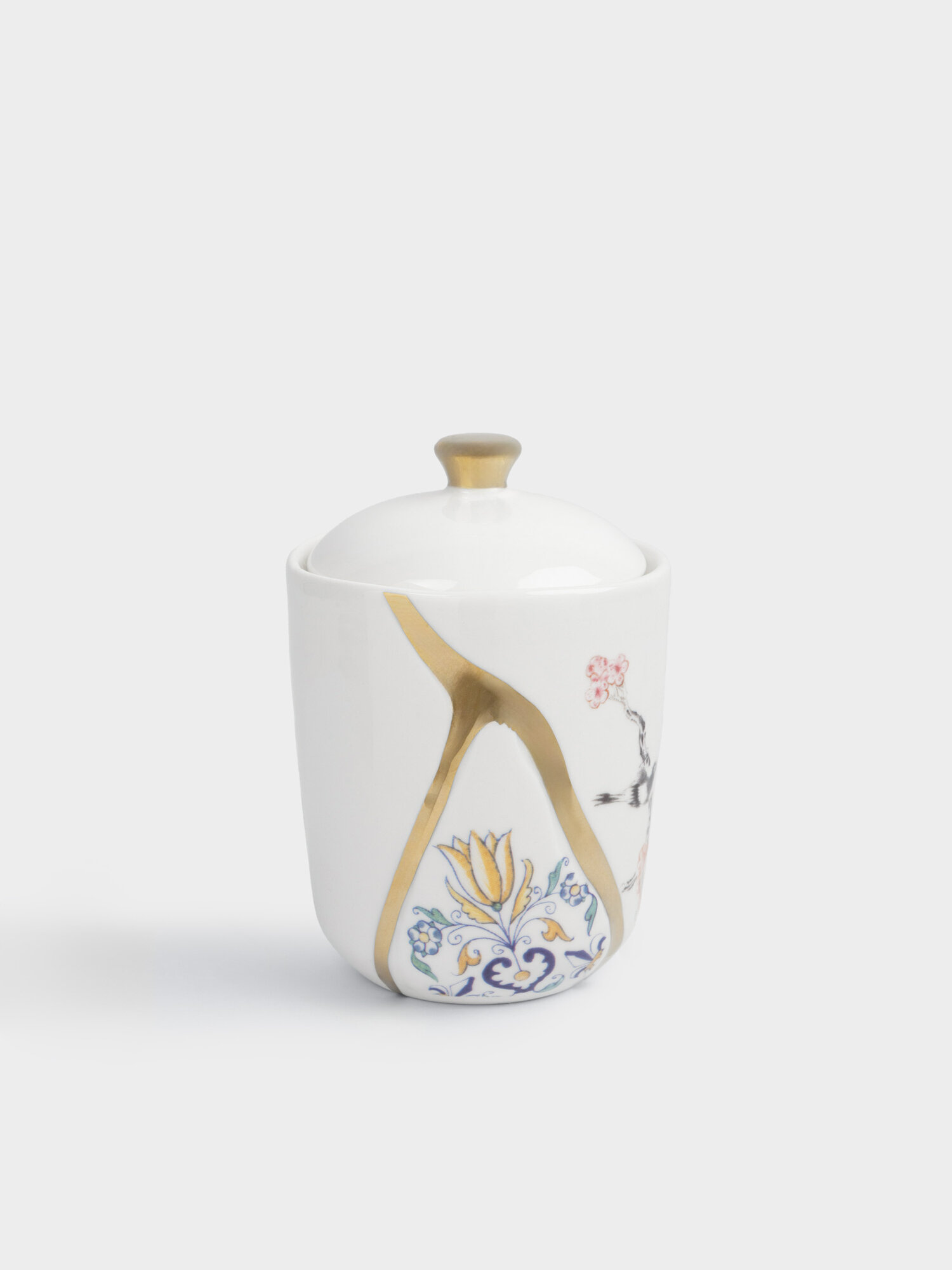 Емкость для хранения, 9x13 см, 380 мл, фарфор N, бело-золотистая, Кинцуги, Revival, Kuchenland