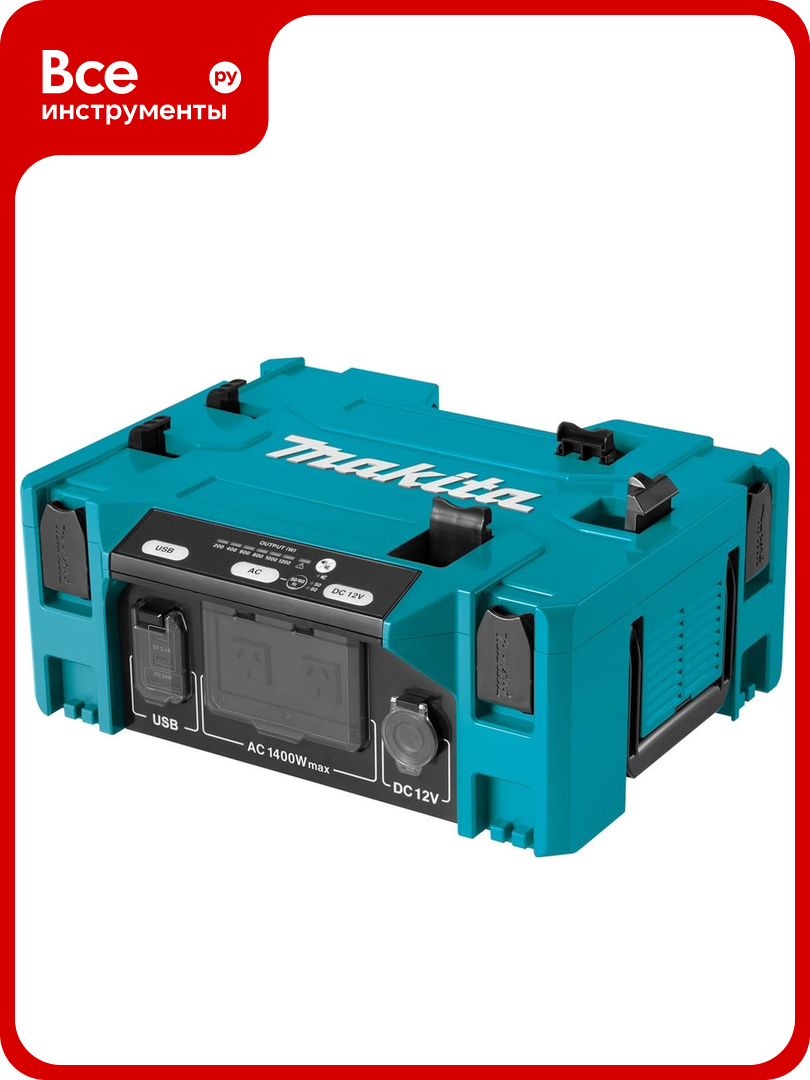 Преобразователь тока DC в АС Makita макс. мощ. 1,4кВт,2 розетки, USB-A, USB-C, 1 прикуриватель RUABAC01