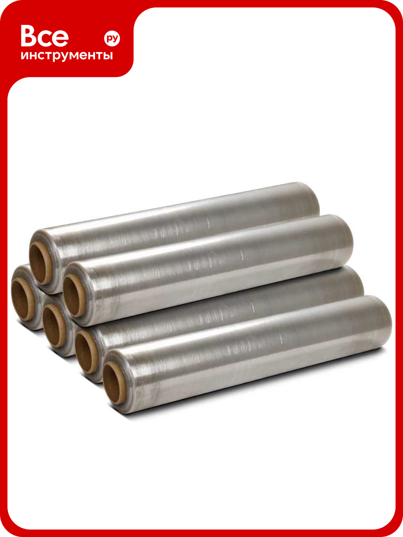 Стрейч пленка Волга Полимер вторичная 20-23 мкм 1,8 кг, 500 мм 6 штук,