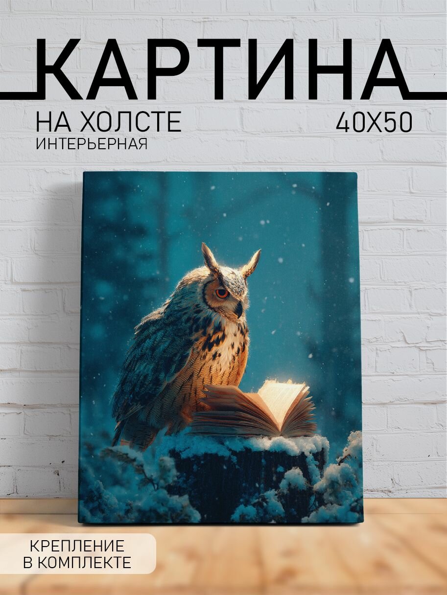 Картина на стену для интерьера на холсте с подрамником "Сова", 40х50 см