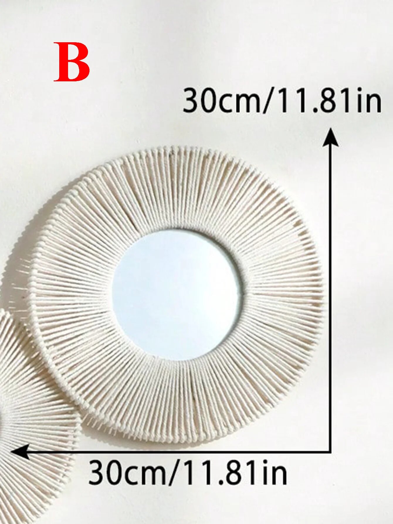 Круглое зеркало в стиле макраме, 30см, M01671