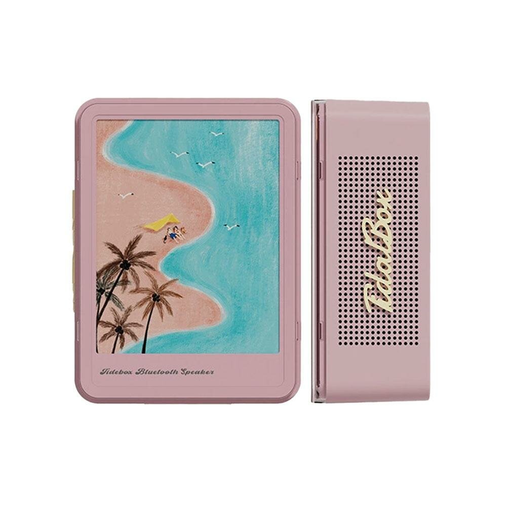 Умная Bluetooth-колонка BaYuYPOO с цифровым фотодисплеем — объемный звук 360°, 12 часов воспроизведения, кремово-белый цвет, современный дизайн для дома, спальни, офиса.