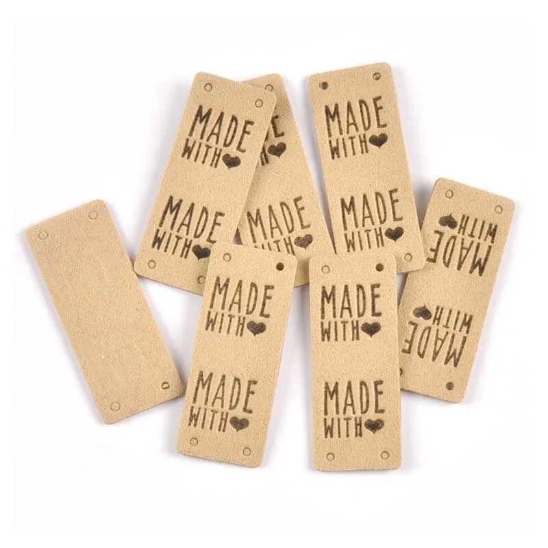 Бежевые бирки "Made with Love" 20 шт. (Цвет: 7)