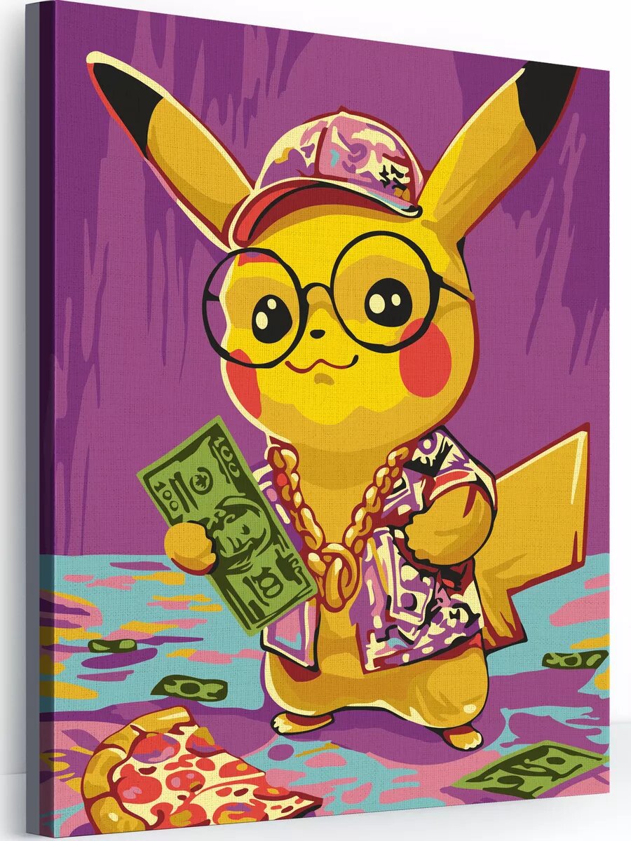 Крутой Пикачу Картина по номерам на холсте 40х50