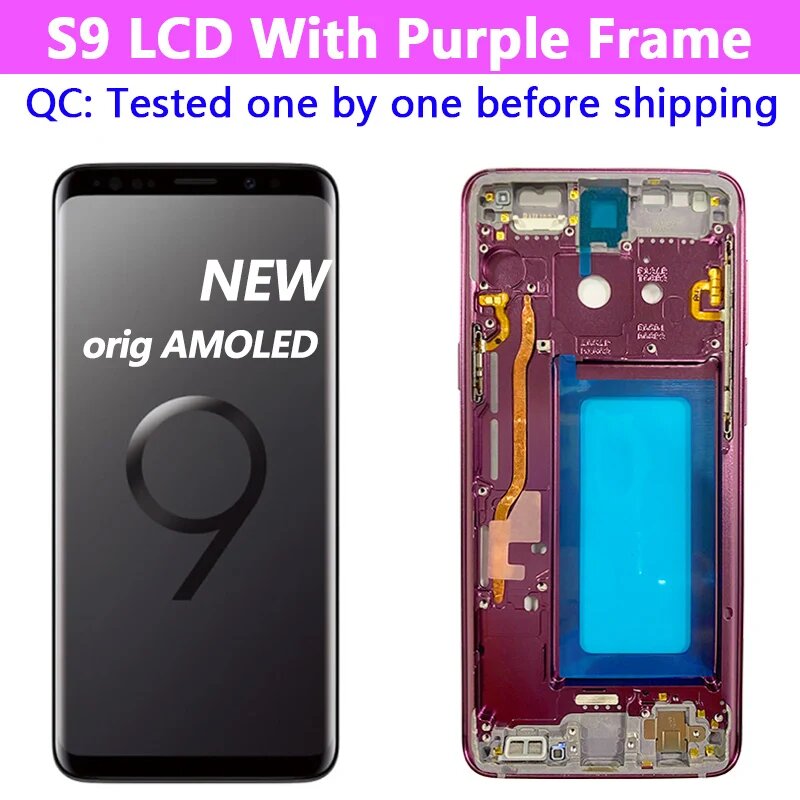 AMOLED-дисплей для SAMSUNG Galaxy S9 G960, дигитайзер сенсорного экрана в сборе G960F/DS OLED TFT LCD с заменой рамки
