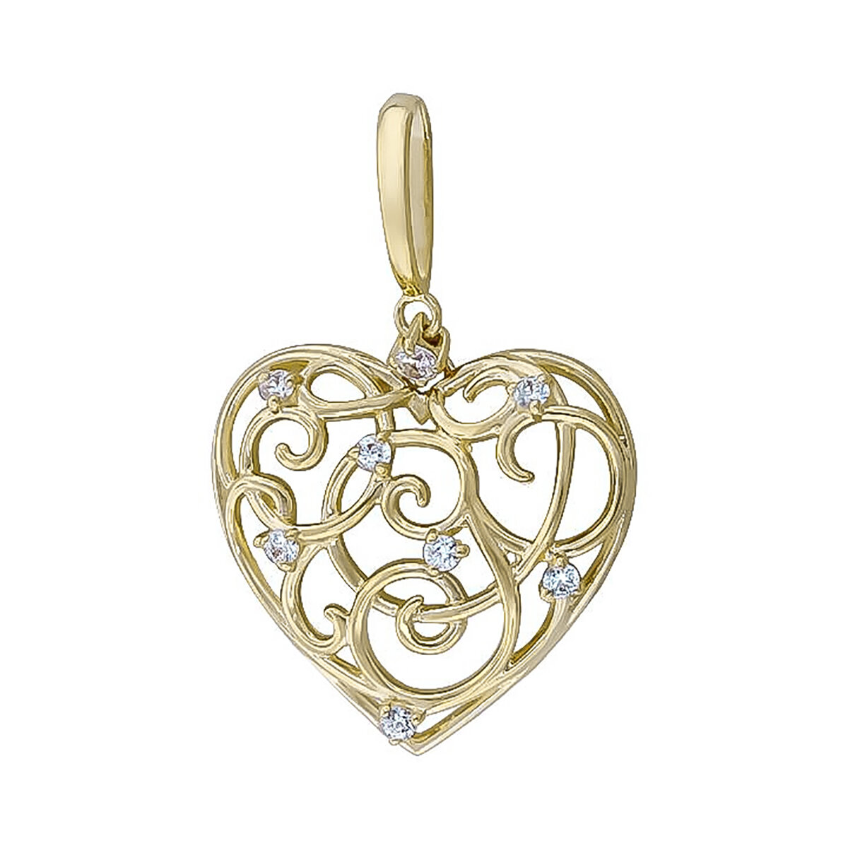 Подвеска, желтое золото, 585 проба, фианит