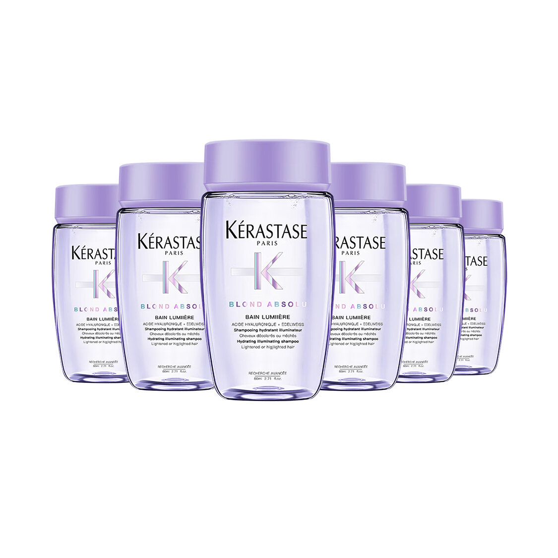 Шампунь унисекс KERASTASE Blond Absolu Bain Lumière, набор 6 флаконов по 80 мл, для осветленных волос
