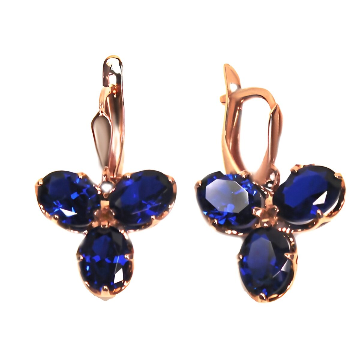 Серьги, красное золото, 585 проба, шпинель