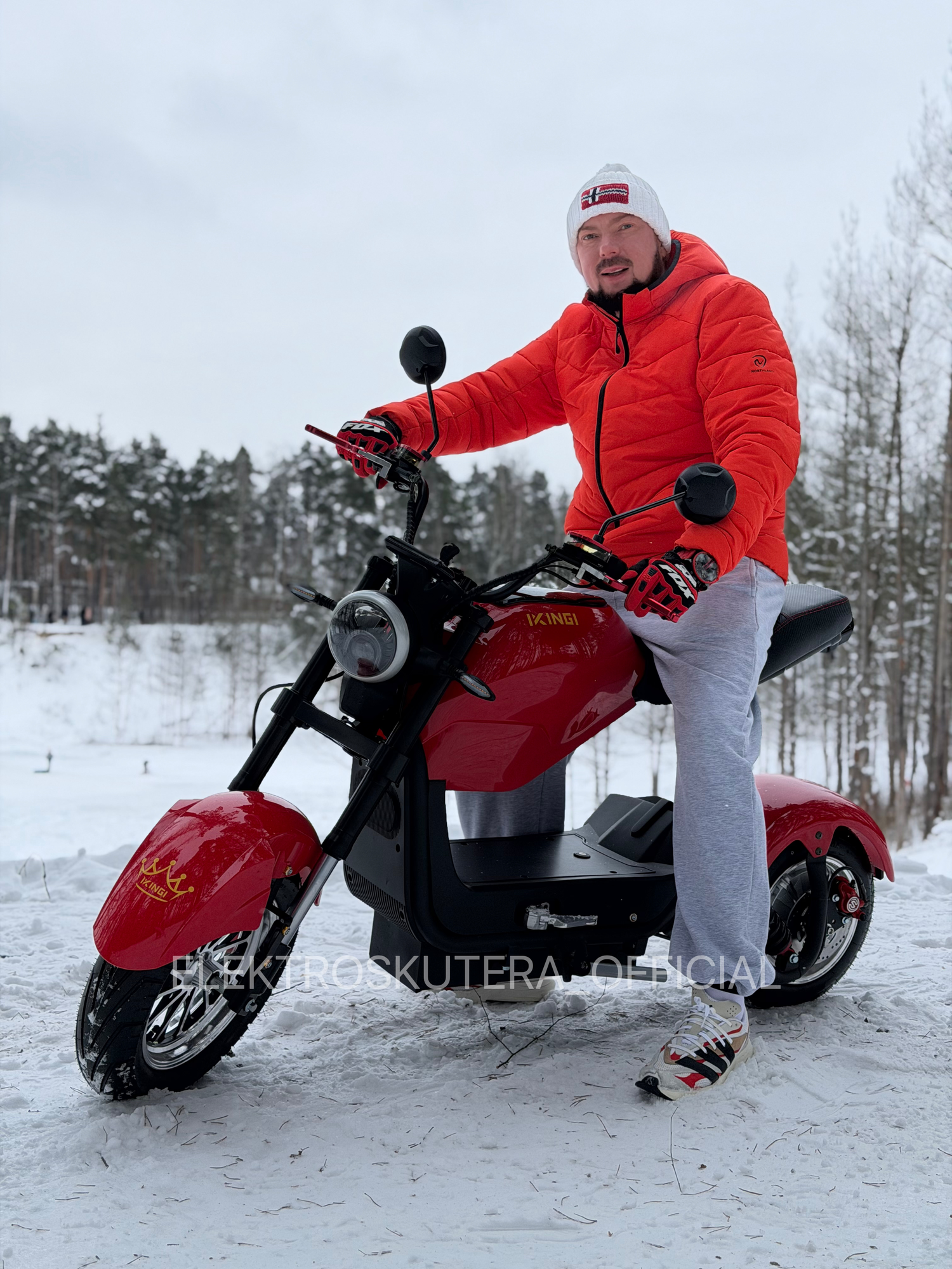 Электроскутер iKingi Red Line, Li-ion, АКБ 23000 мАч, 60В, 2000Вт, красный