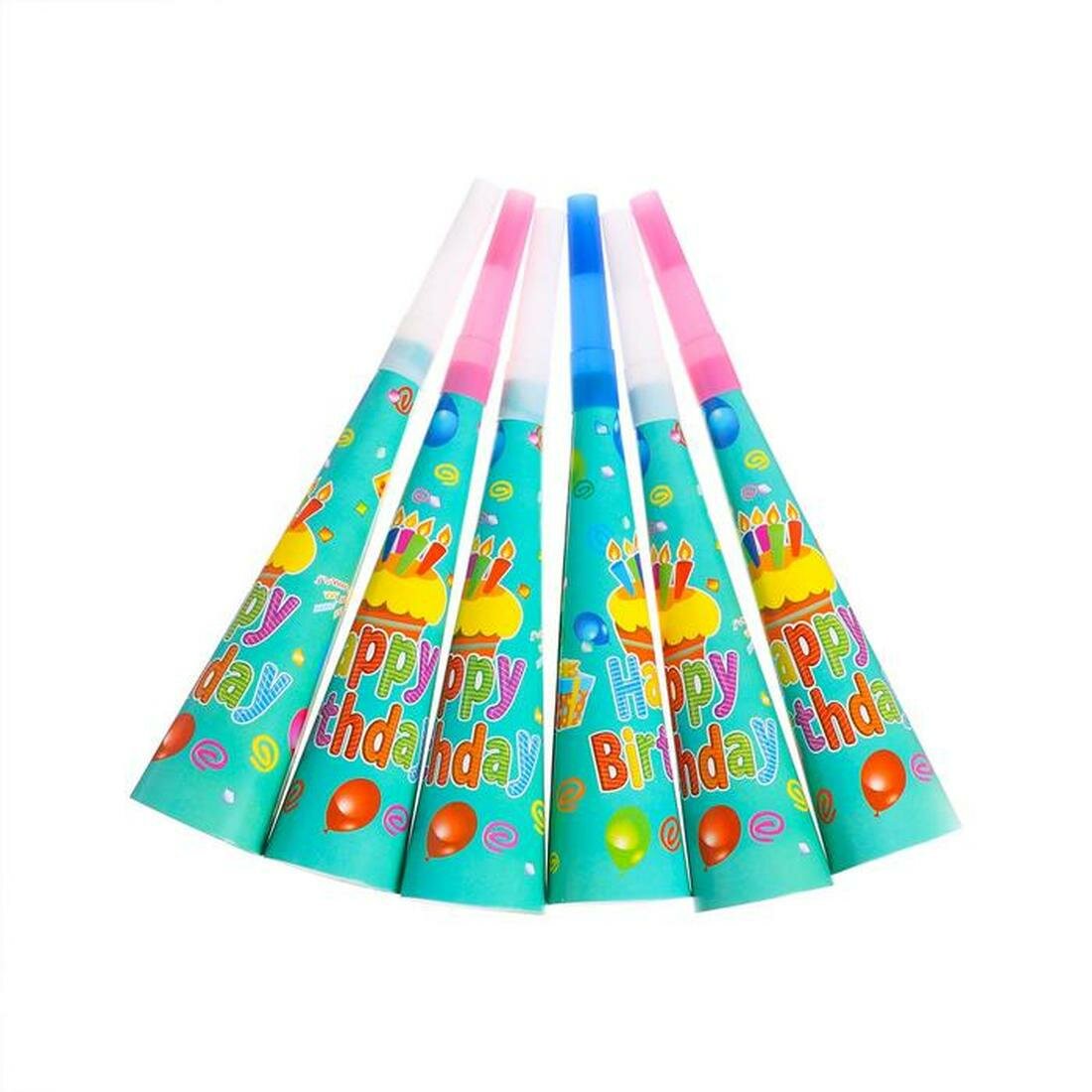 Дудка-гудок Страна Карнавалия "С днём рождения", набор 6 шт, разноцветный