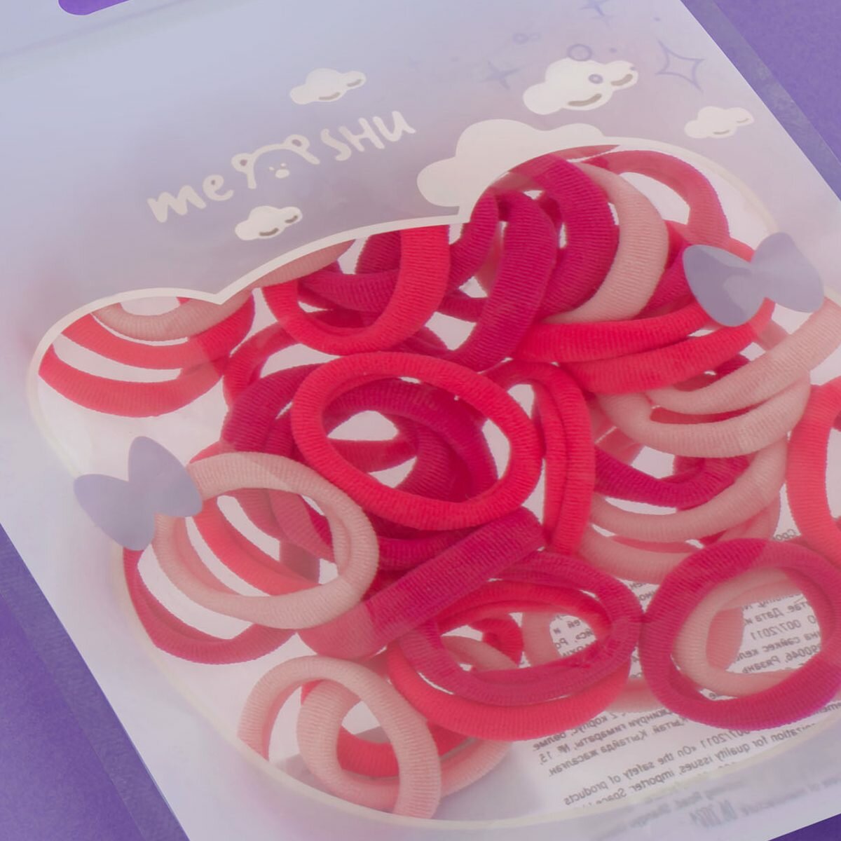 Резинки для волос MESHU, розовые 40шт, европодвес (MS_60560), 10 уп.