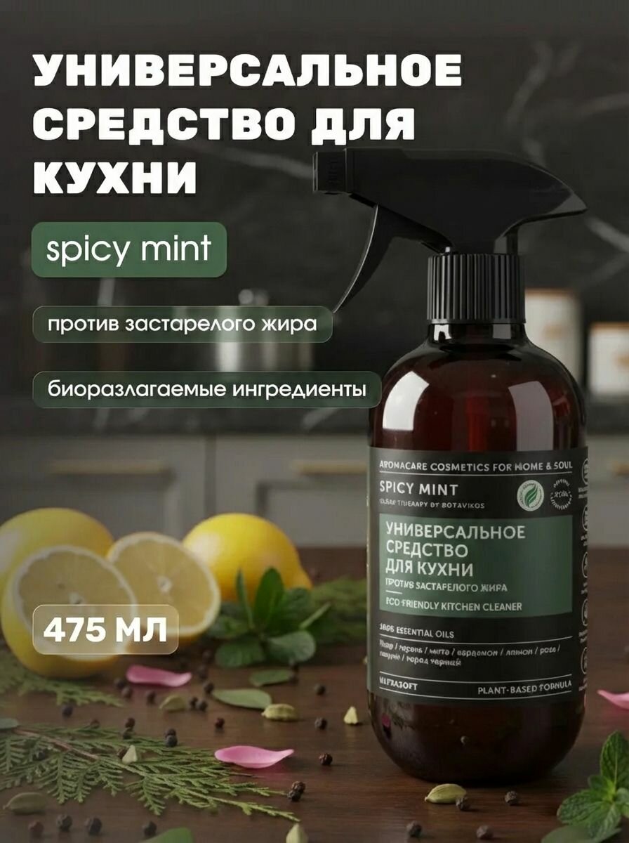 Чистящее средство для кухни против жира SPICY MINT, 475 мл