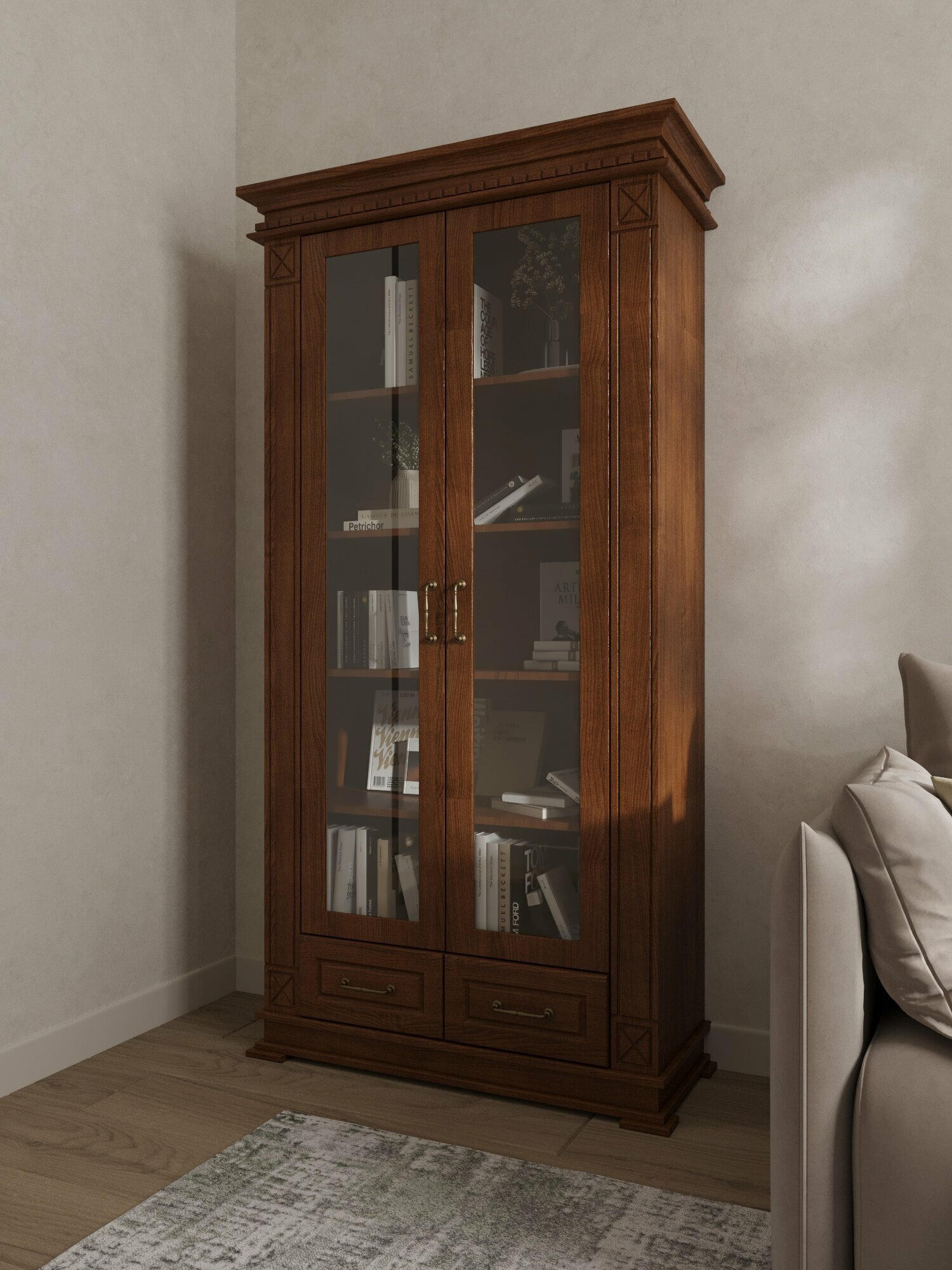 Шкаф книжный Библиотека Верди Premium 035, 100х40х200 см, , дуб 2