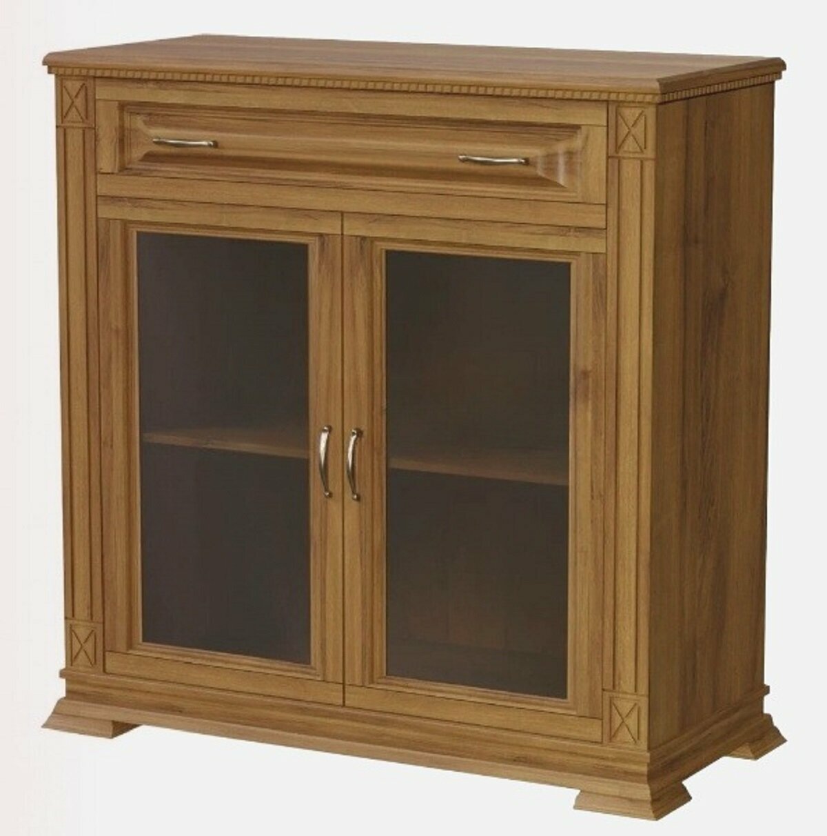 Комод-витрина из массива сосны Верди PREMIUM 209, 100x45x100 клас. орех 2