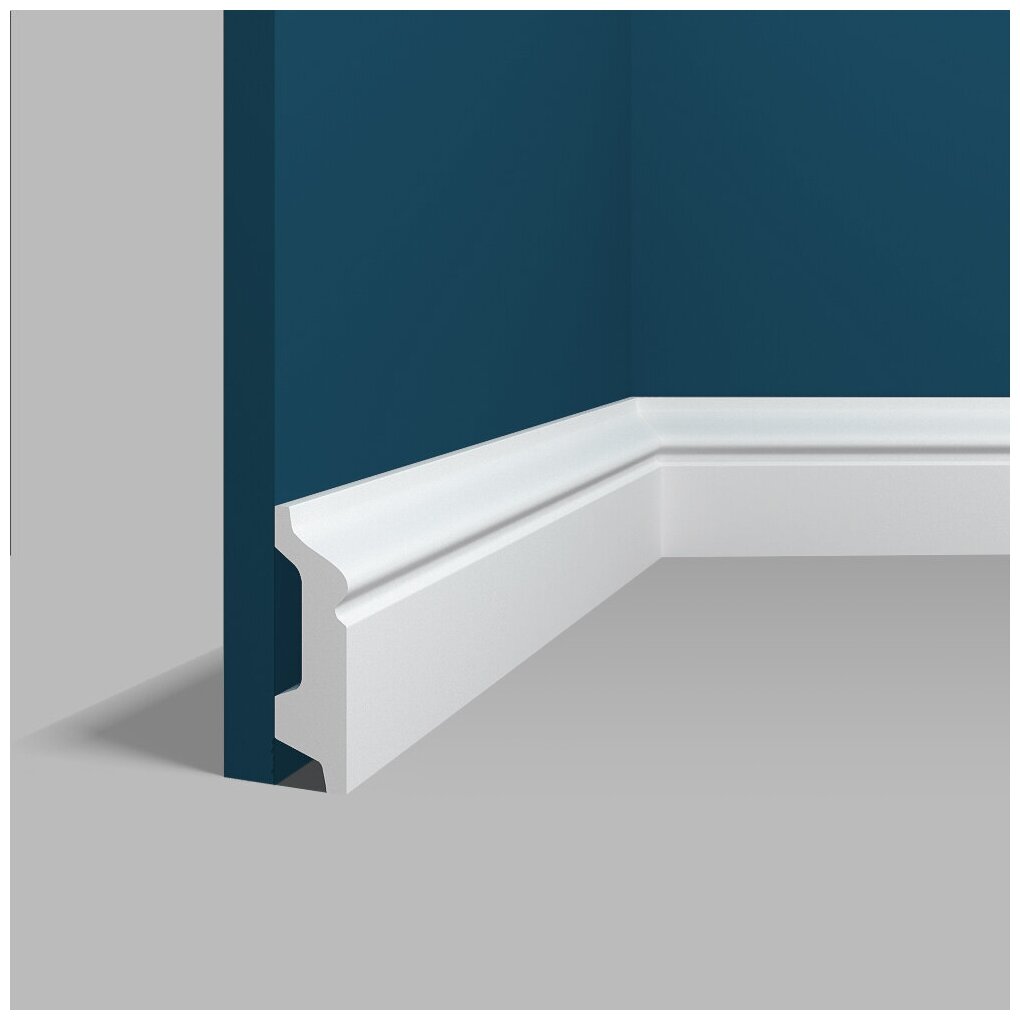 Плинтус напольный 23х80 мм ударопрочный белый полистирол под покраску Perfect Plus P40-2 метра широкий