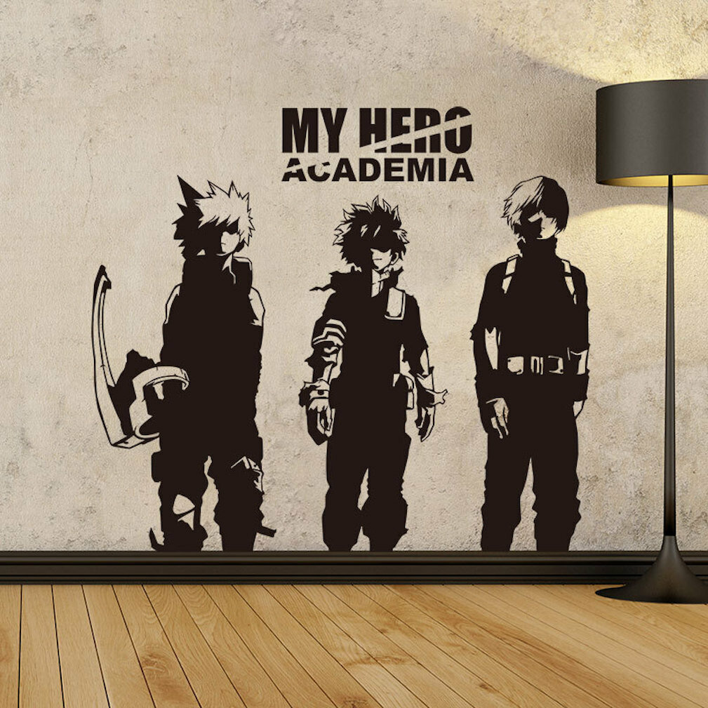 Аниме наклейки на стену черные обои для гостиной украшения дома 40x35см