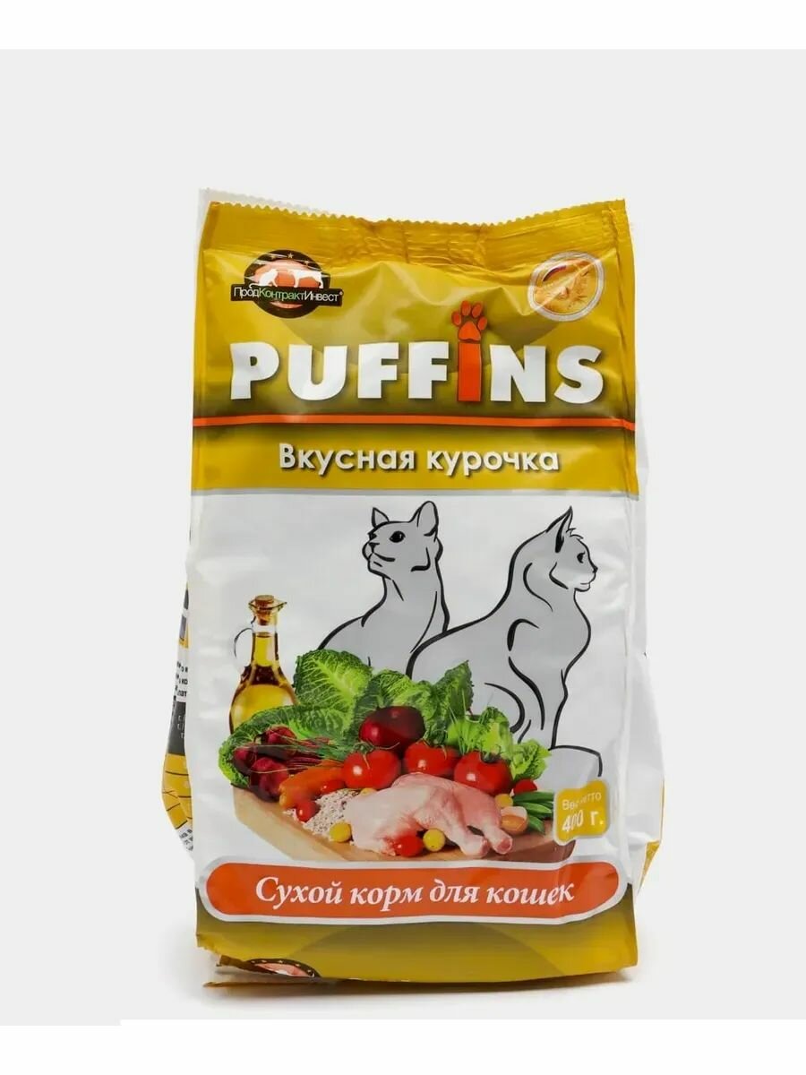 Сухой корм для кошек PUFFINS курица 400г