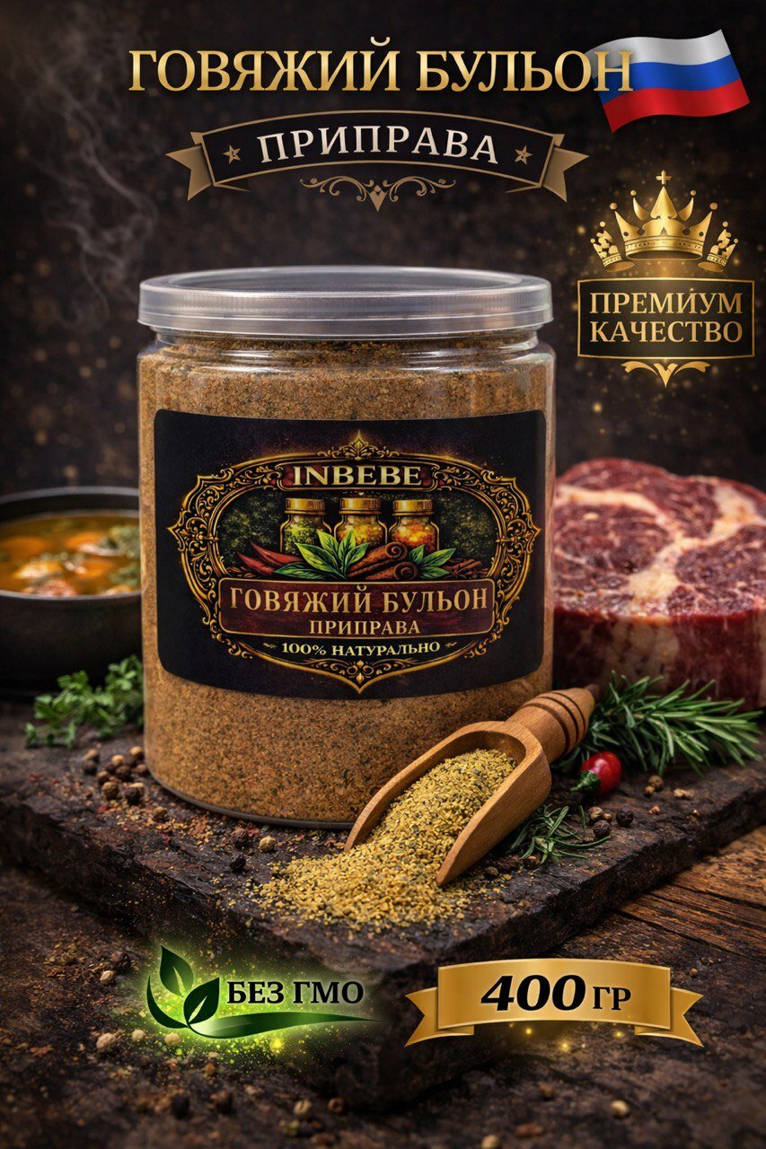 Бульон INBEBE "Говяжий", натуральный, банка с ключом, 400 гр