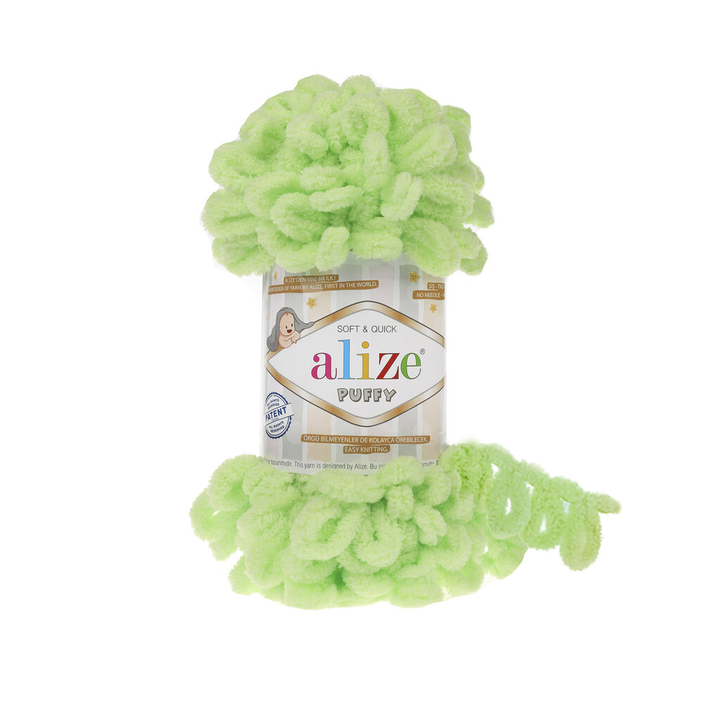 Пряжа для вязания Alize Puffy 41 фисташковый. 100 гр/9,2 м 100% микрополиэстер