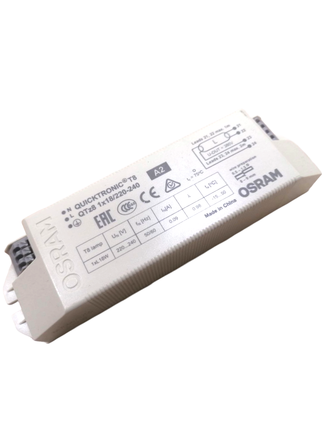 ЭПРА Osram QTZ8 1x18 для люминесцентных ламп T8 18W, арт. 4008321863263.