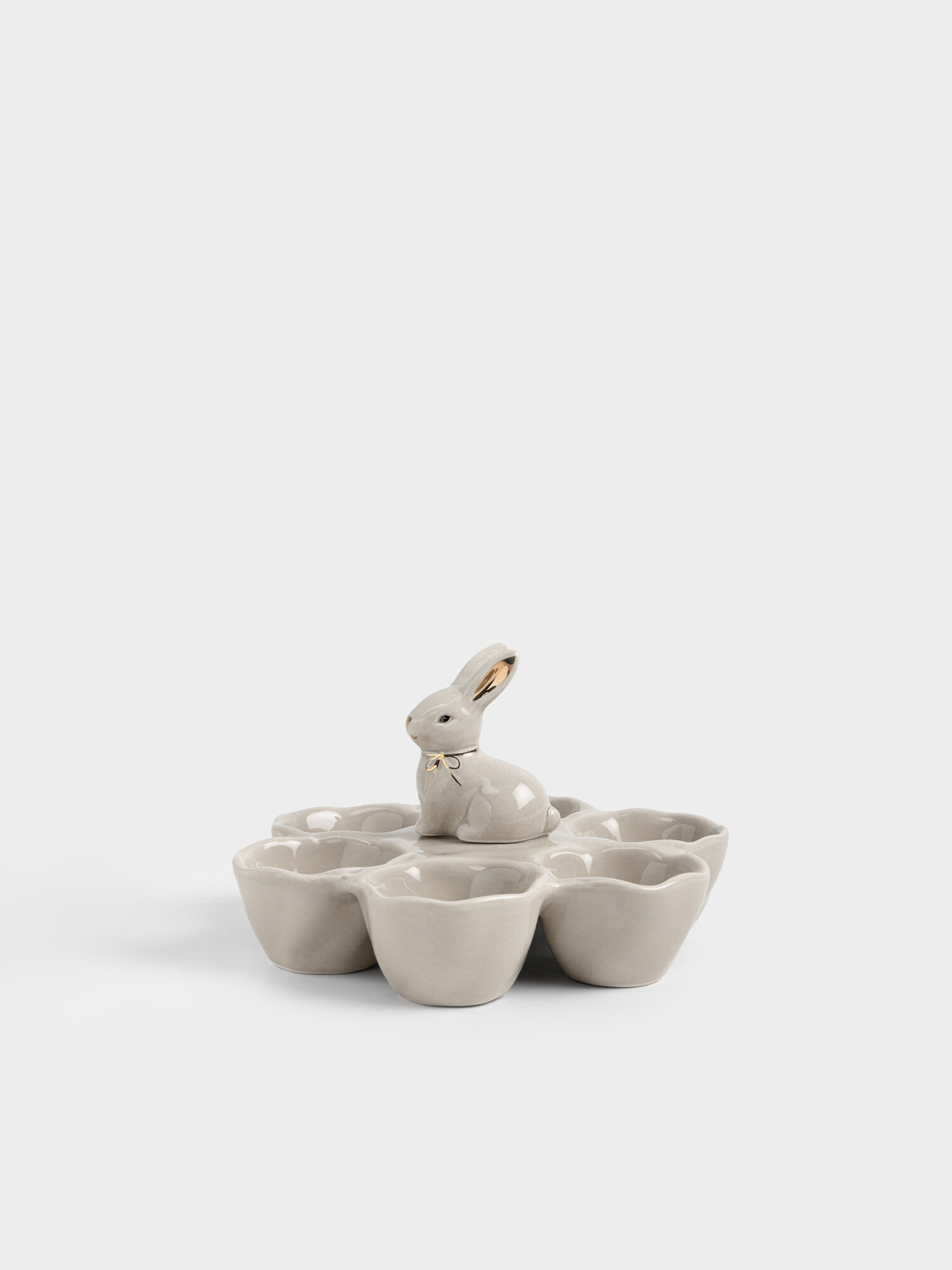 Блюдо пасхальное, 17х11 см, 6 отд, керамика D, бежево-золотистое, Кролик с бантом, Rabbit gold, Kuchenland