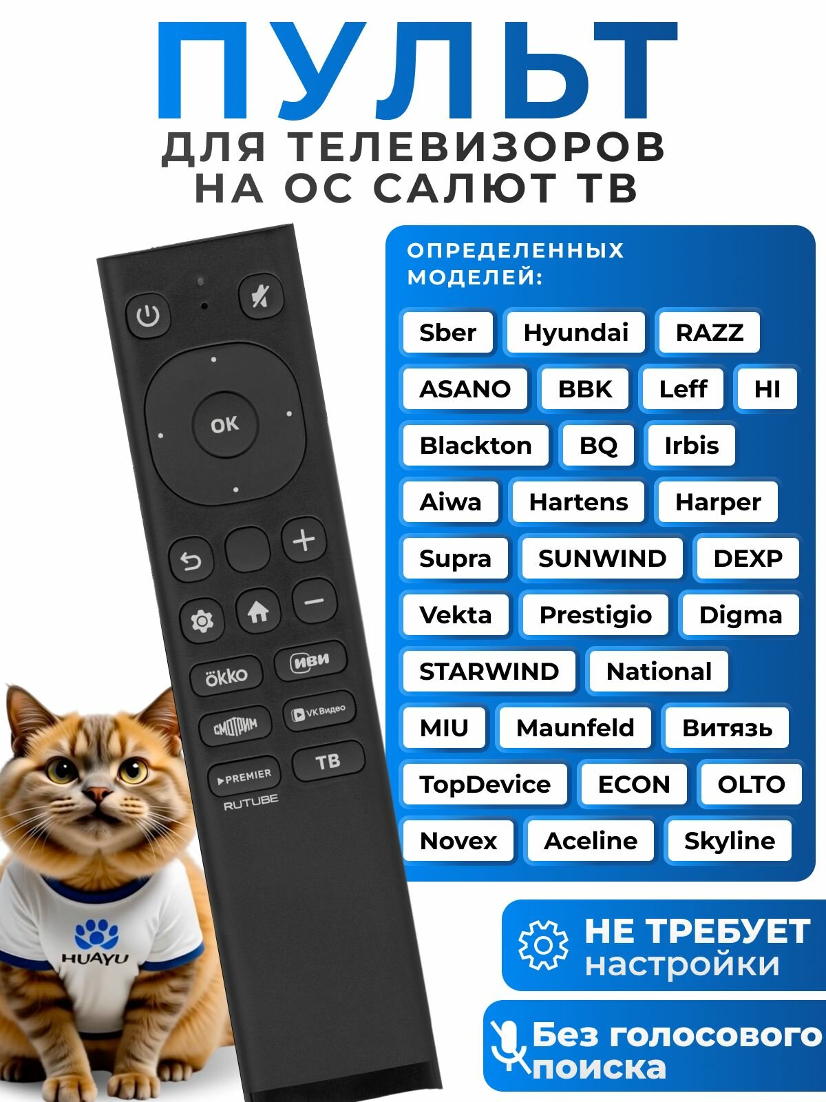 Пульт Sber HRT-IR 2-IN-1 для телевизоров с Салют ТВ HBX204 2-в-1 для телевизора