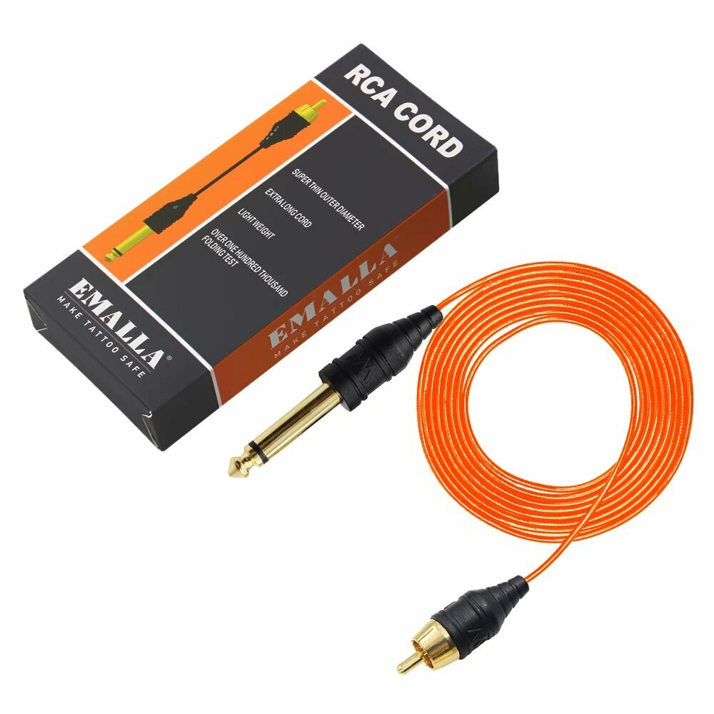 Оранжевый RCA шнур для тату-машины 1,8 м