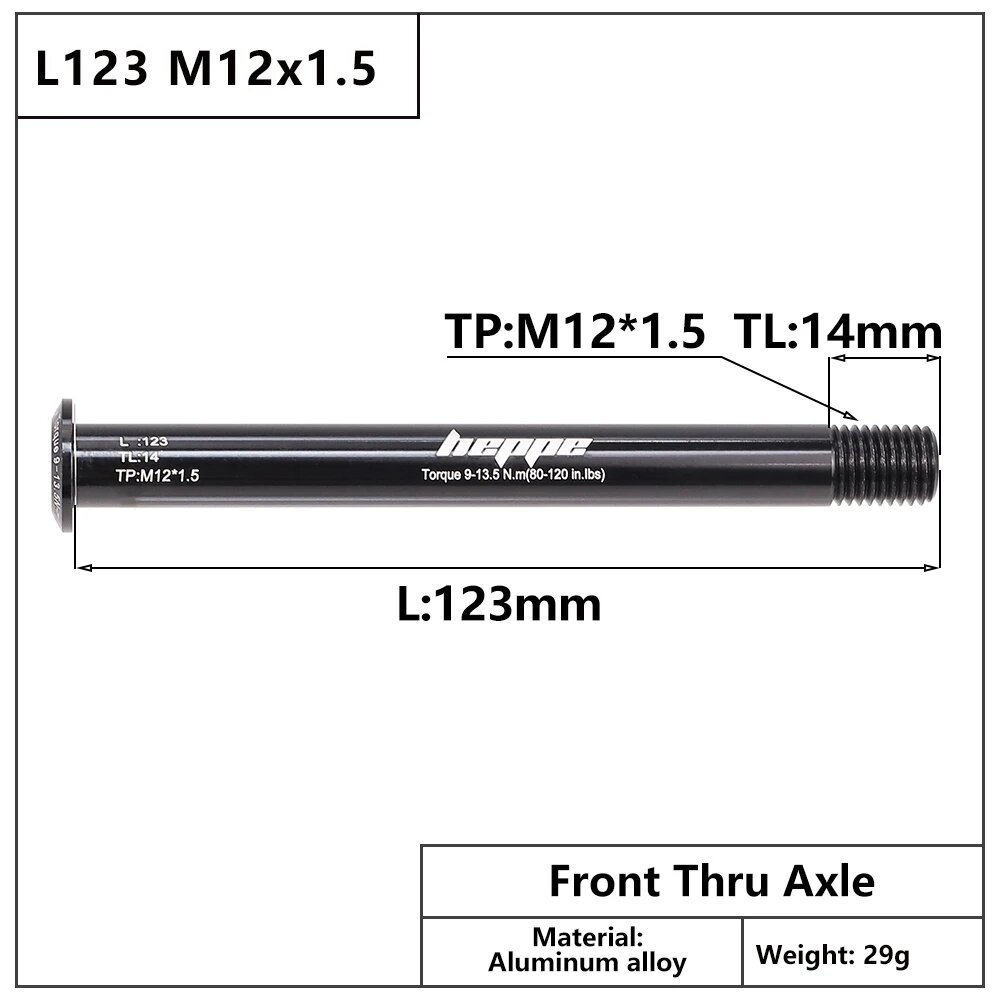 HEPPE Сквозная ось для велосипеда L123 M12x1.5 TL14