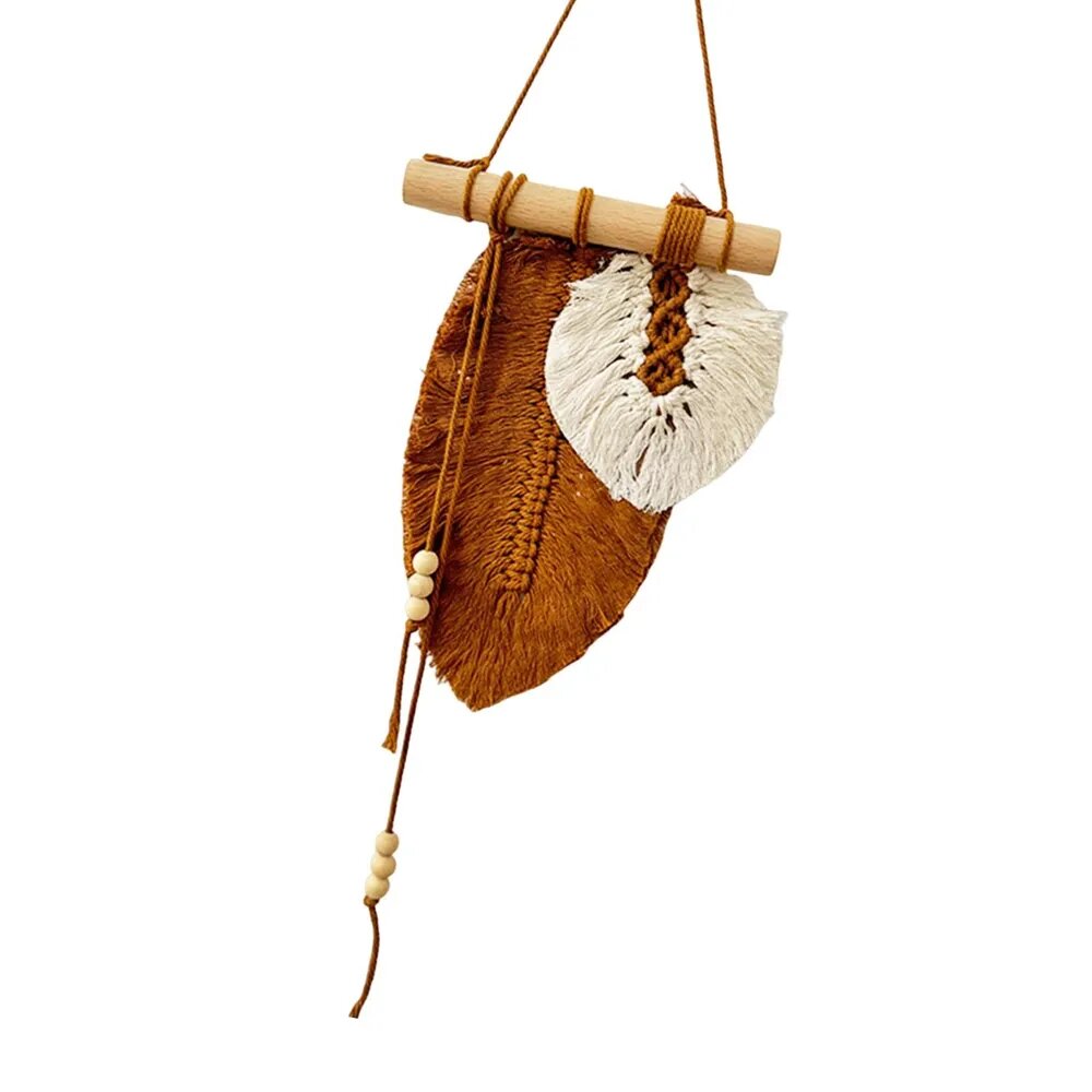 Гобелен ручной работы в стиле бохо 20x40 см, Листья, декор для спальни, гостиной и офиса