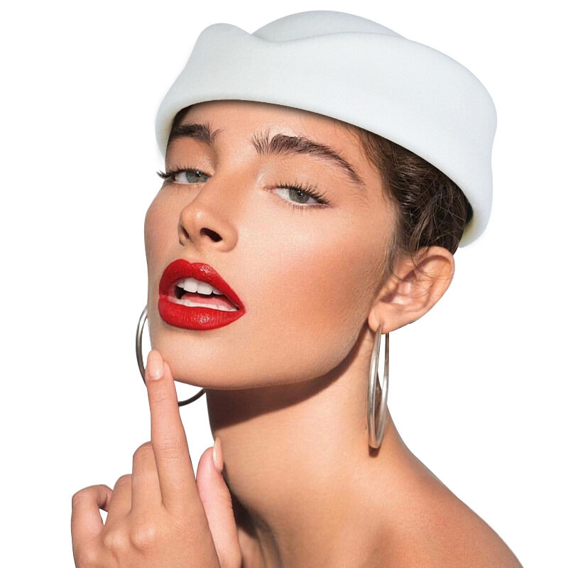 Европейский и американский британский ретро-берет из войлока для женщин-стюардесс, универсальная шерстяная шляпа стюардессы, парадная шляпа.