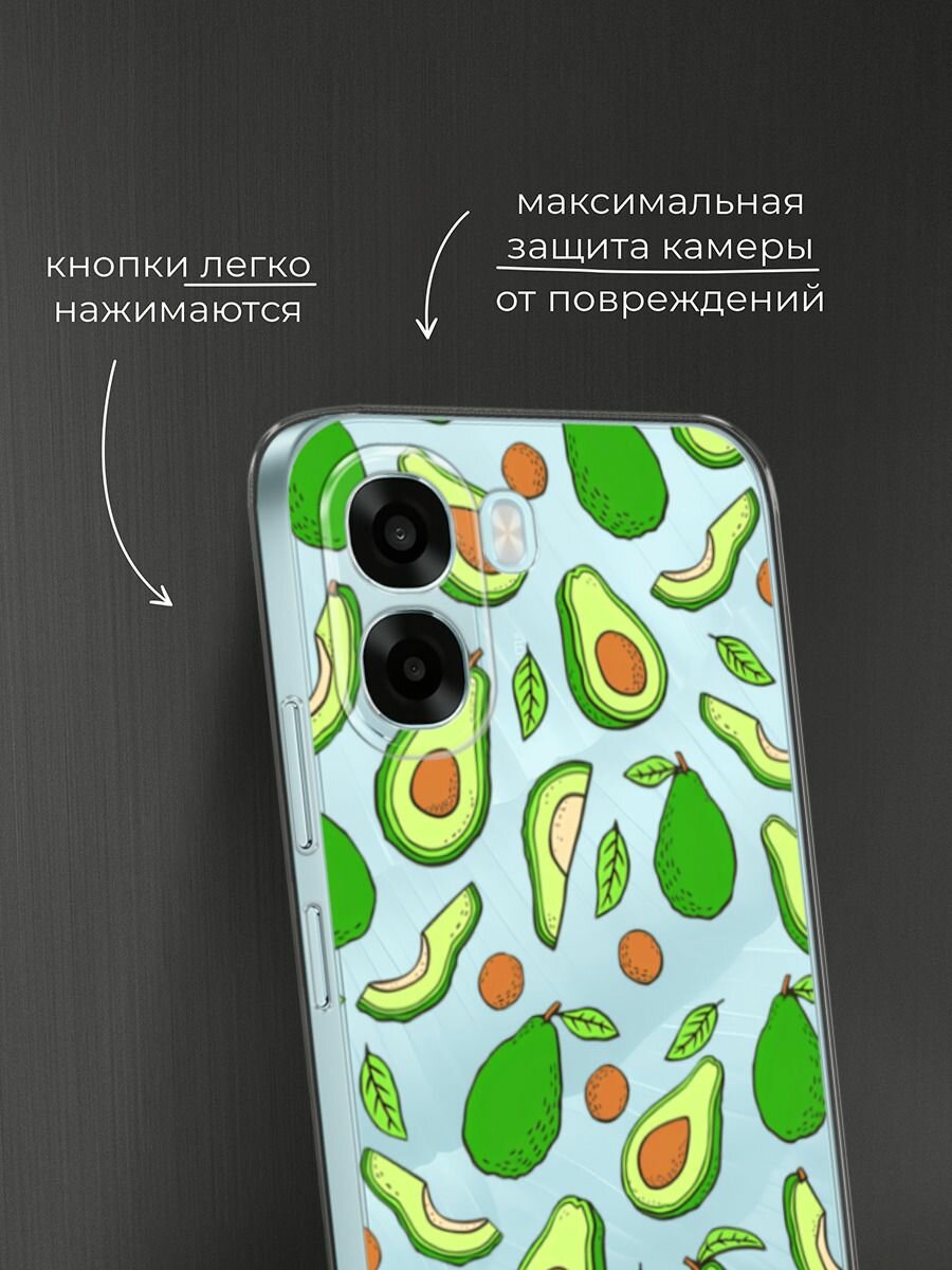 Чехол на Oppo A6x / Оппо A6x с принтом Авокадные авокадо, прозрачный — фото 1