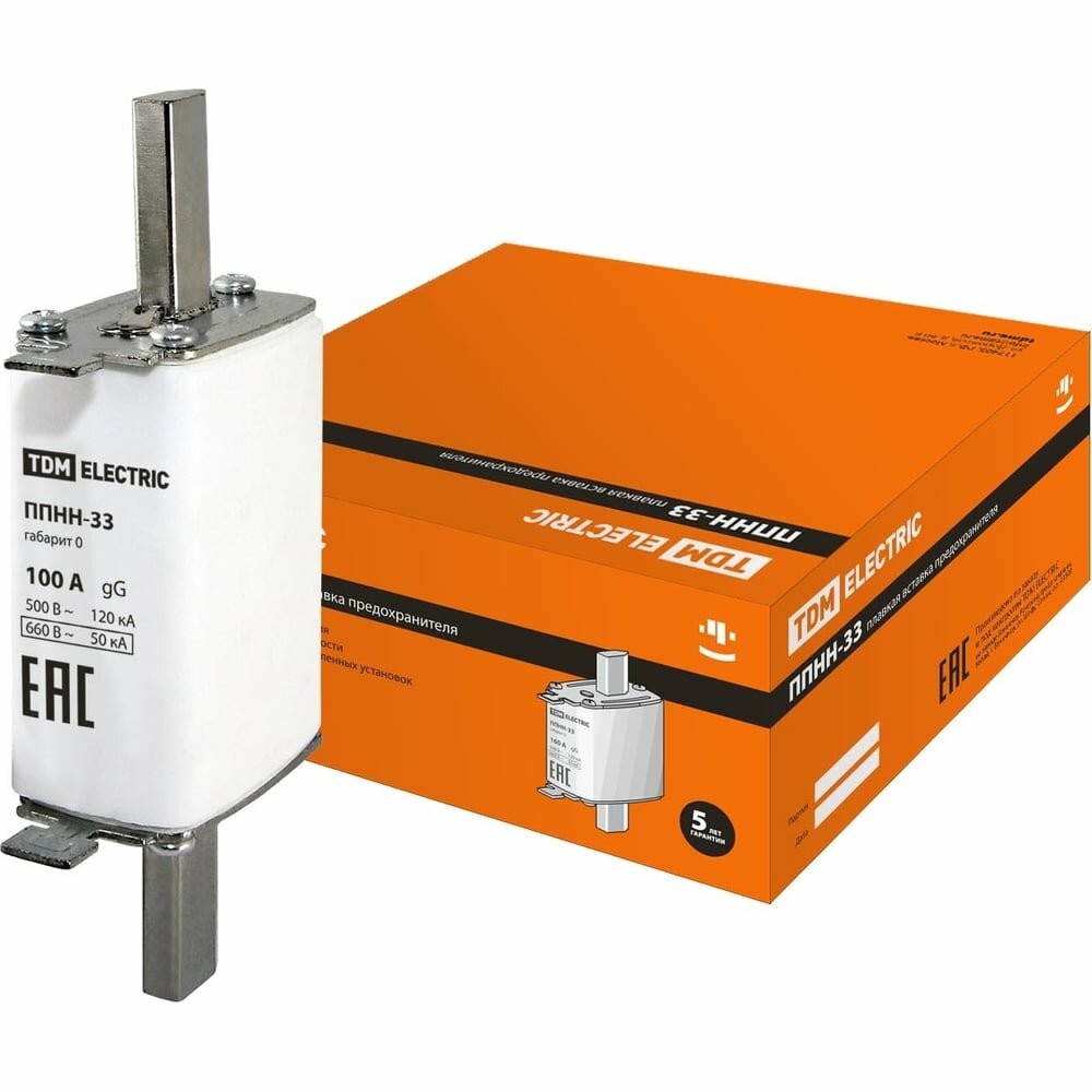 Плавкая вставка предохранителя ППНН-33 TDM ELECTRIC габарит 0 100А SQ0713-0016