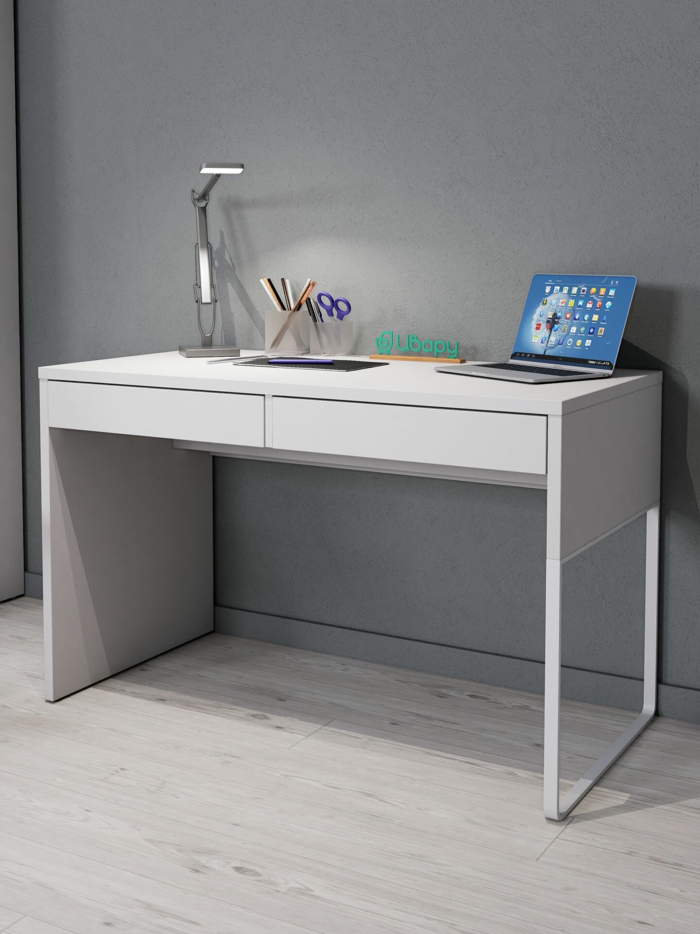 Письменный стол компьютерный с ящиками Урбан 1 Ивару, 120х60х75 см, белый шелк