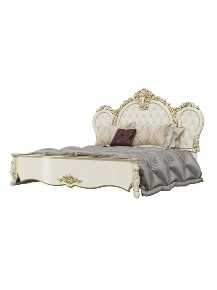 Кровать двуспальная велюр 180х200 см слоновая кость