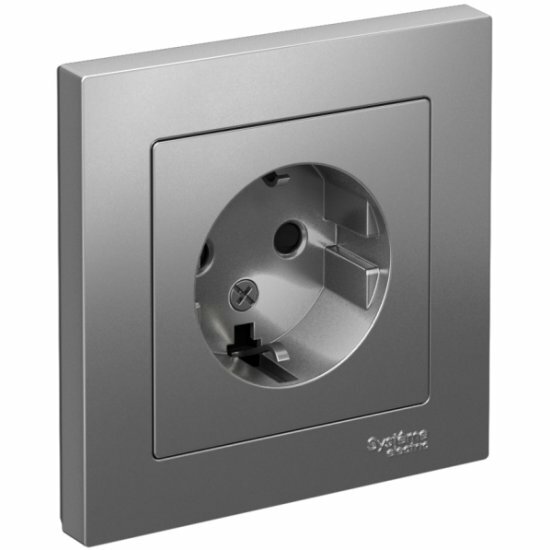 Розетка Systeme Electric (schneider Electric) SCHNEIDER ELECTRIC ATLASDESIGN 16А, в сборе, сталь ATN000944