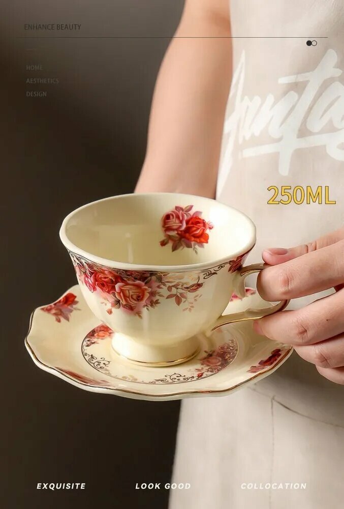 Чайная пара "Розы старой Англии", Фарфор, Royal Albert, Великобритания, вторая половина 20 века.
