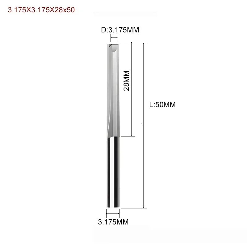 Твердосплавная концевая фреза 3.175x28x50 мм