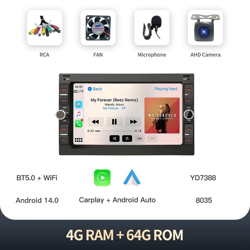 Автомагнитола Kingchange Android 14 для VW Volkswagen PASSAT B5 MK4 MK5 SHARAN Jetta B 3326 4 64 AHD