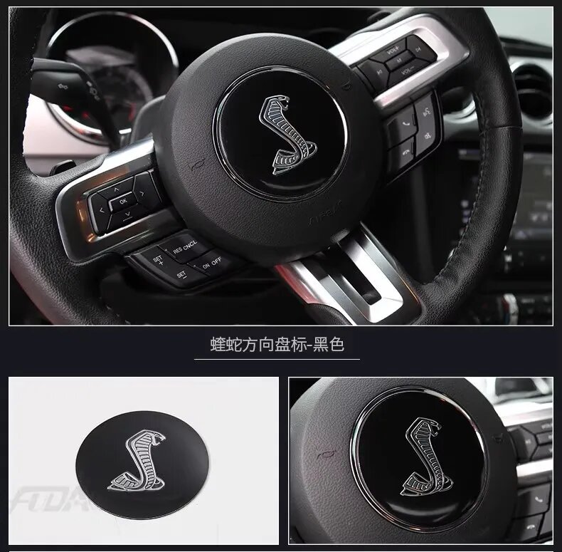 85 мм Mustang модифицированная эмблема на руль, украшение интерьера, автомобильная наклейка черный