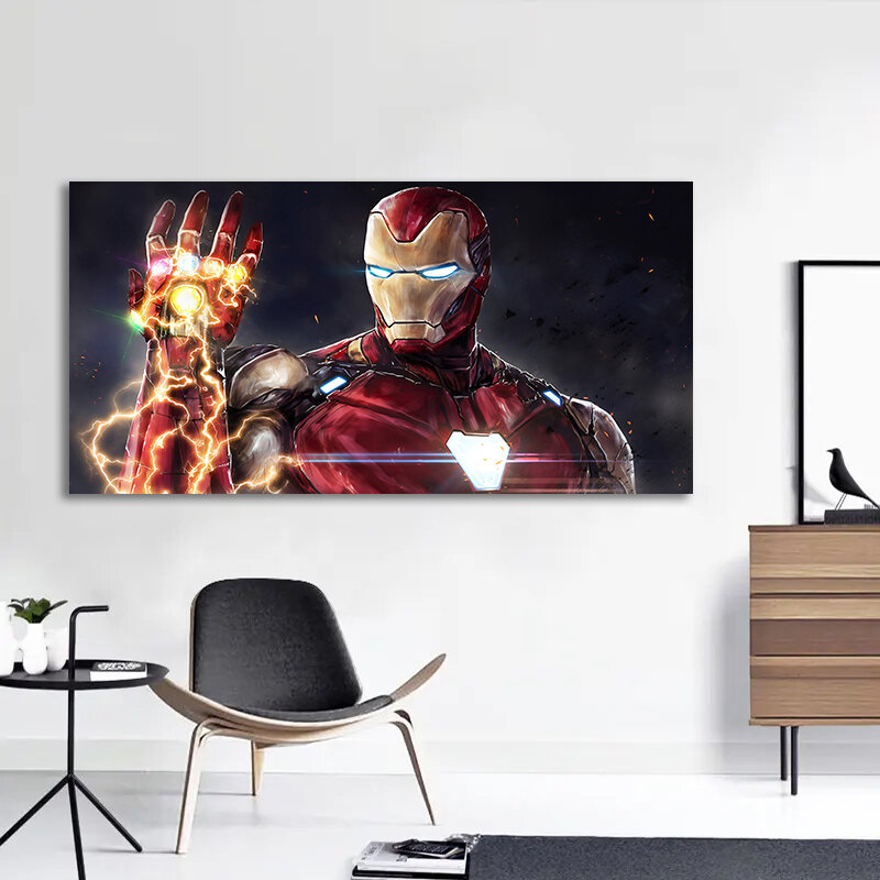 Интерьерная картина на стену горизонтальная - "Железный человек, Iron Man" , 40х80 см.