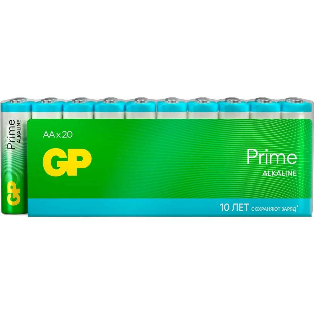 Алкалиновые пальчиковые батарейки GP АА Prime Alkaline, набор 20 шт. 19731