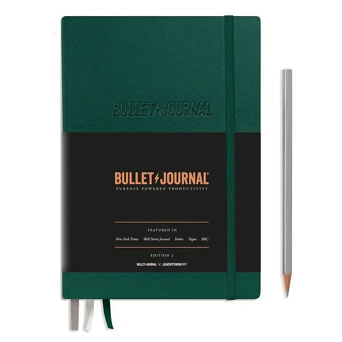 Блокнот A5 Bullet Journal с резинкой, 103 листа, твердая обложка, зеленый — фото 1