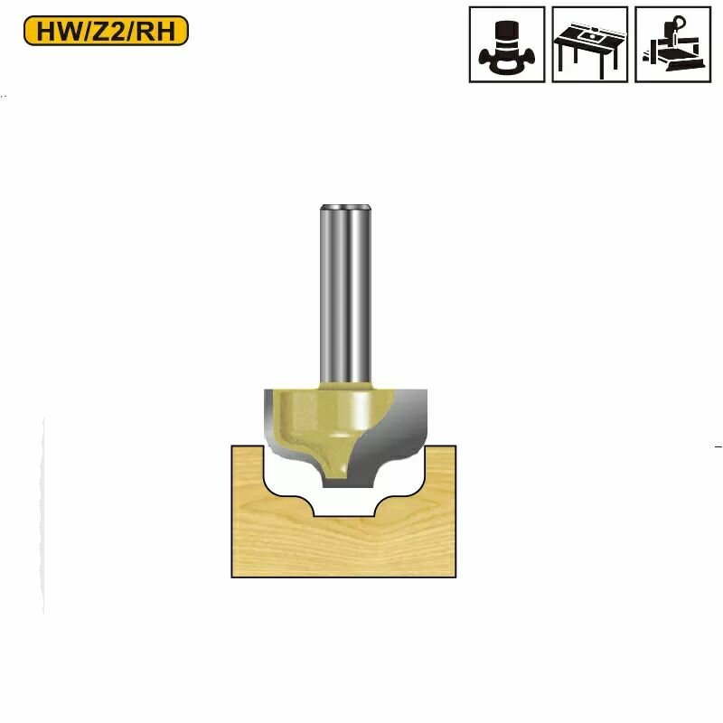 Фреза профильная "классика", D 19.05 мм, I 11.11 мм, S 8x32 мм, E 6.35 мм, Z 2, R 3.175 мм Arden