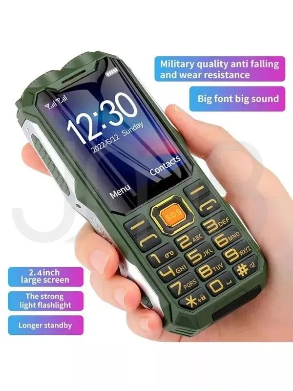 Мобильный телефон, зеленый 2.4 inch large screen The strong light flashlight Longer standby military quality anti falling and wear resistance Big font big sound