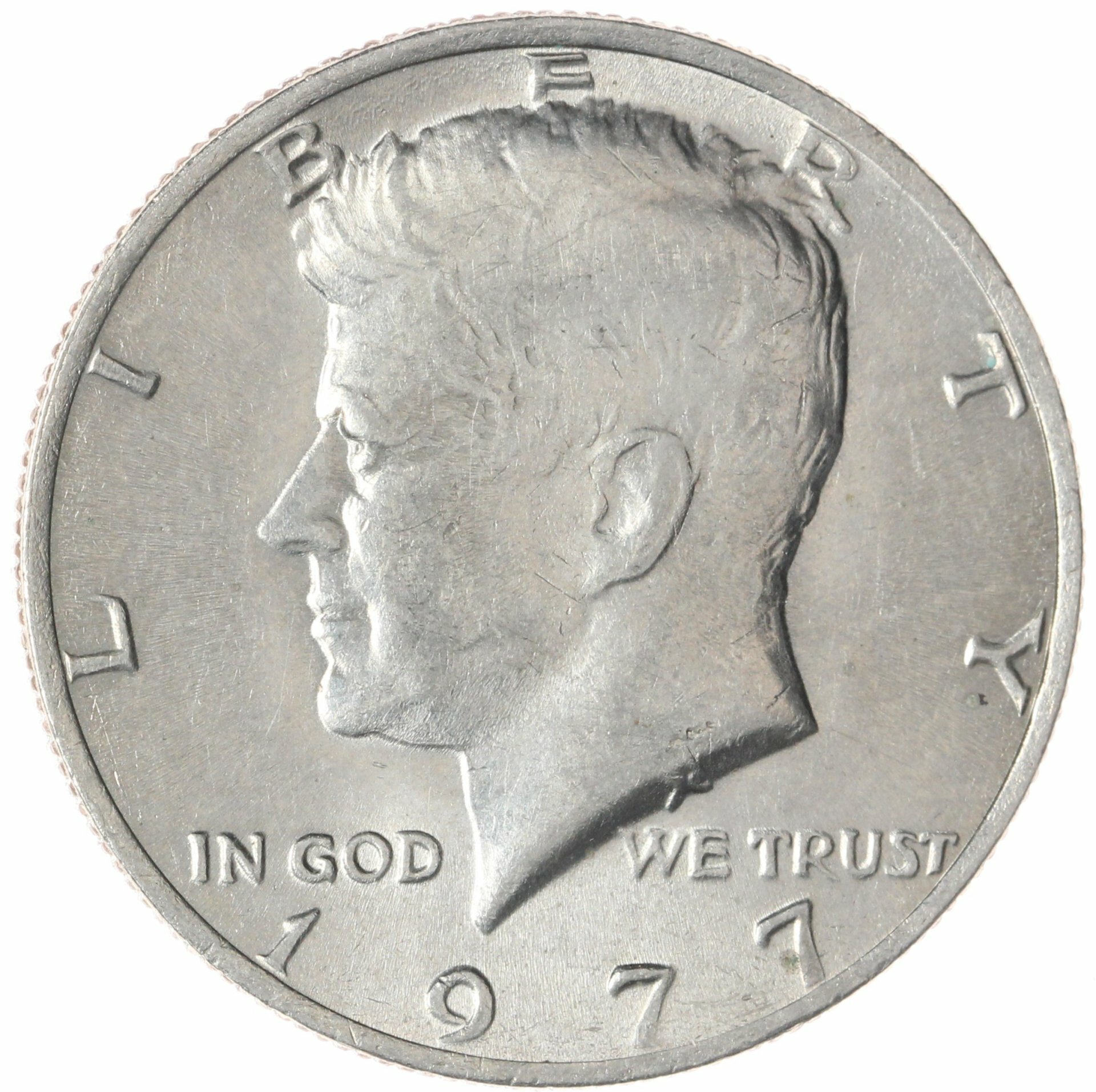 США 50 центов 1/2 доллара, half dollar 1977 Kennedy Half Dollar Кеннеди без обозначения монетного двора, Медь, покрытая медно-никелевым сплавом