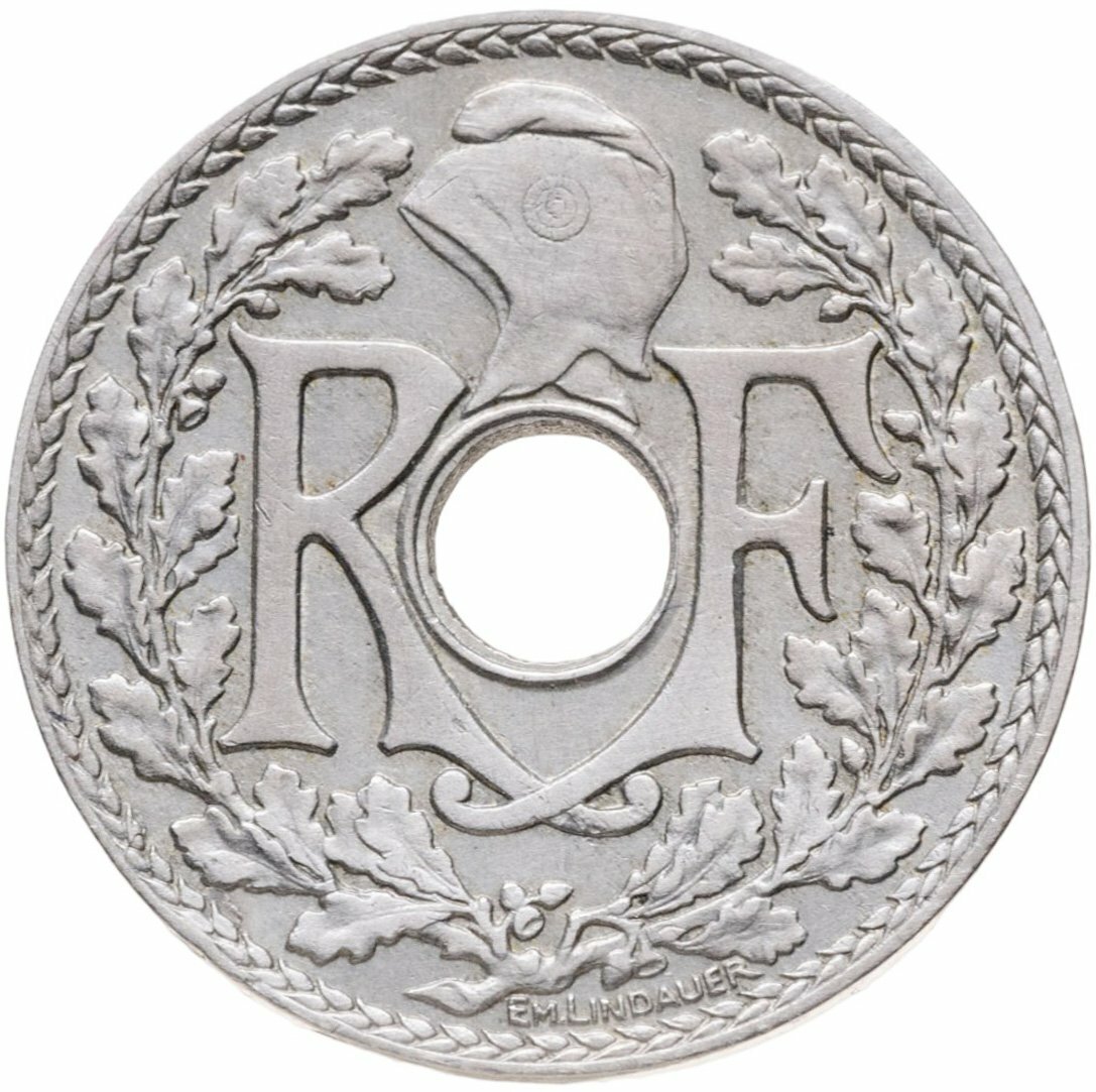 Франция 10 сантимов centimes 1934, Мельхиор медь-никель, в сохранности XF