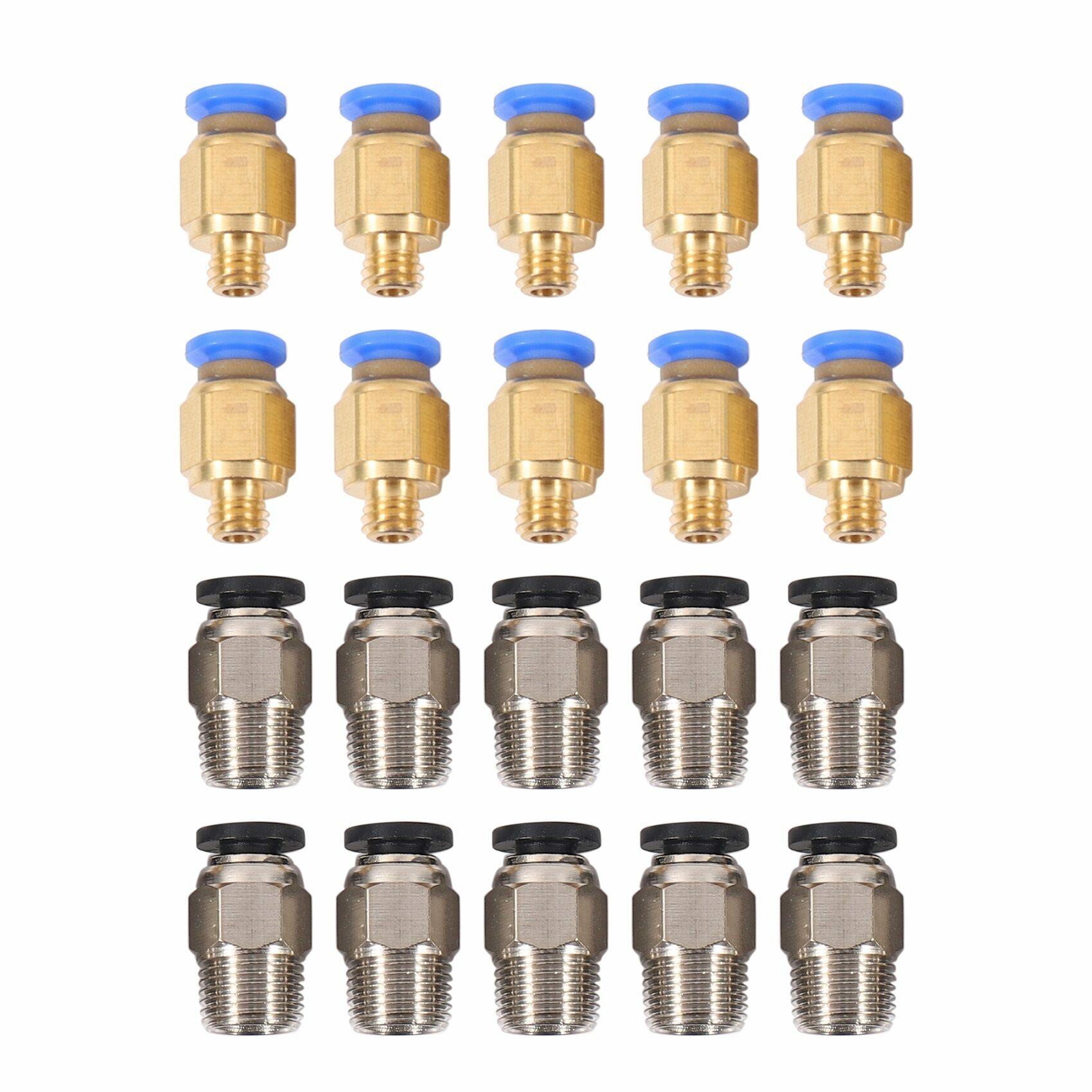PC4-M10 Прямой пневматический фитинг Push To Connect + PC4-M6 Quick In Fitting для экструдера Боудена для 3D-принтеров (упаковка из 20 шт.) быстросъемный пневматический фитинг для 3D принтера набор 20 штук PC4 M10 M6
