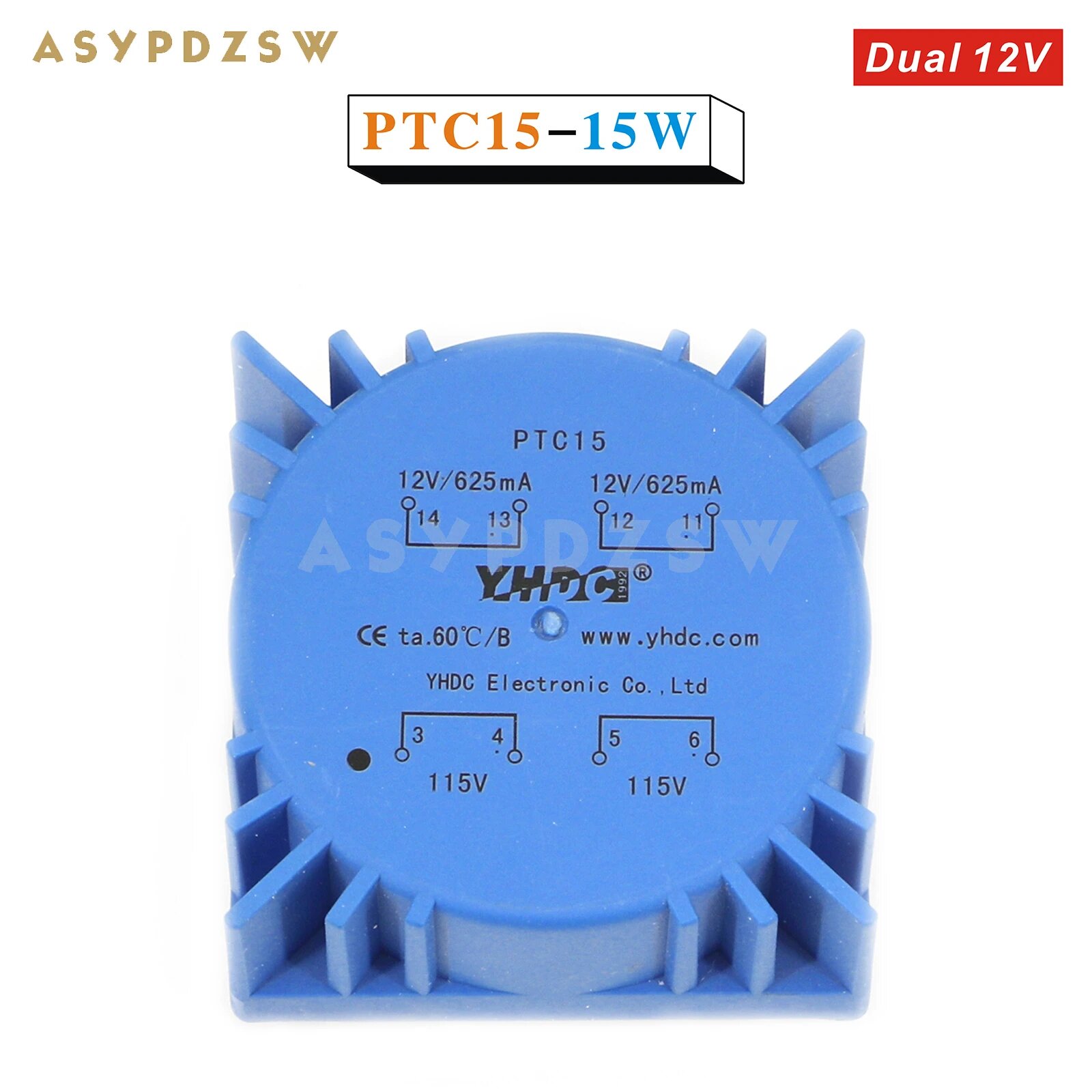 Эпоксидный тороидальный трансформатор ASYPDZSW PTC15 15Вт 9-22В Dual AC 12V OUT